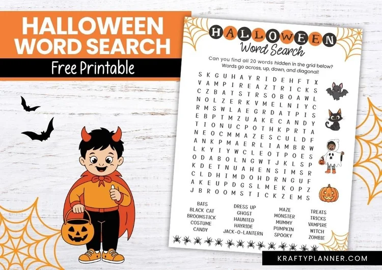 Free Printable: Halloween Word Search — Krafty Planner