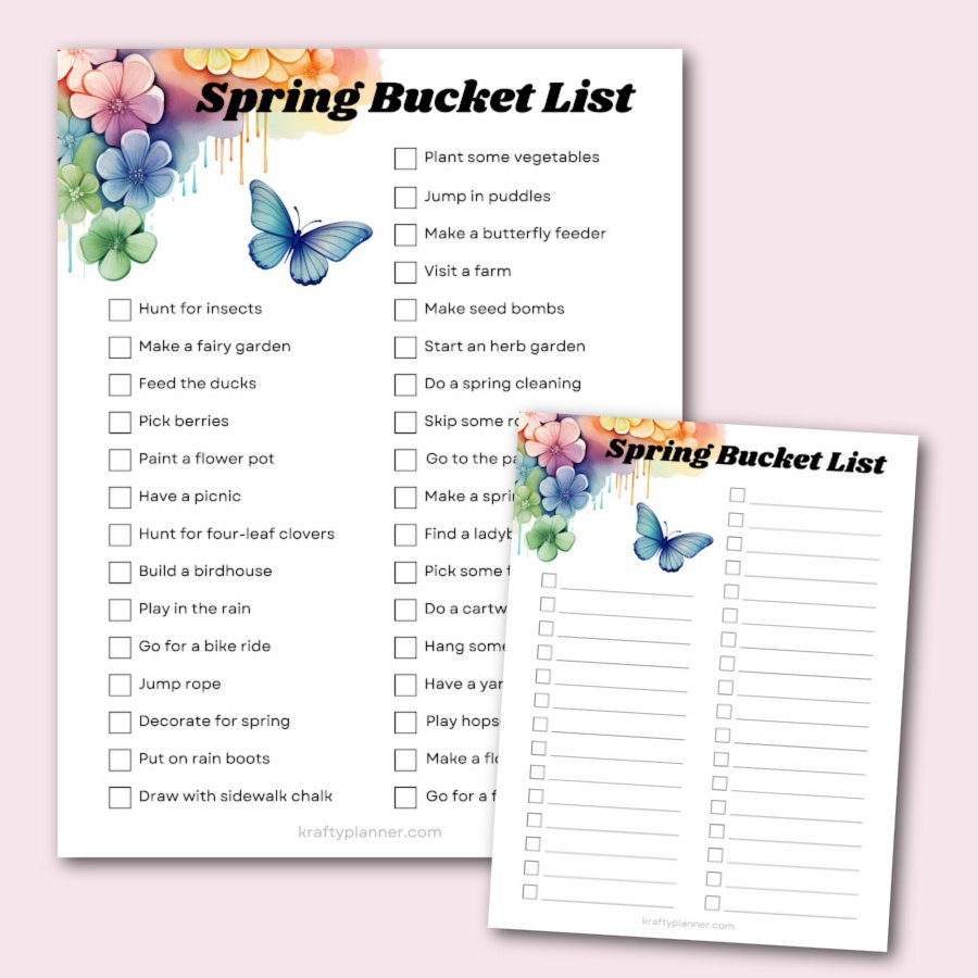 Free Printable Spring Bucket List — Krafty Planner