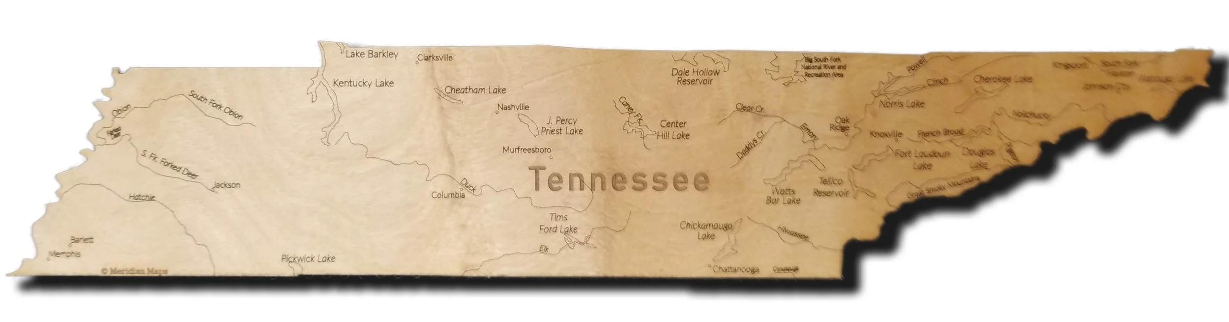 Tennessee State Wood Map — Meridian Maps