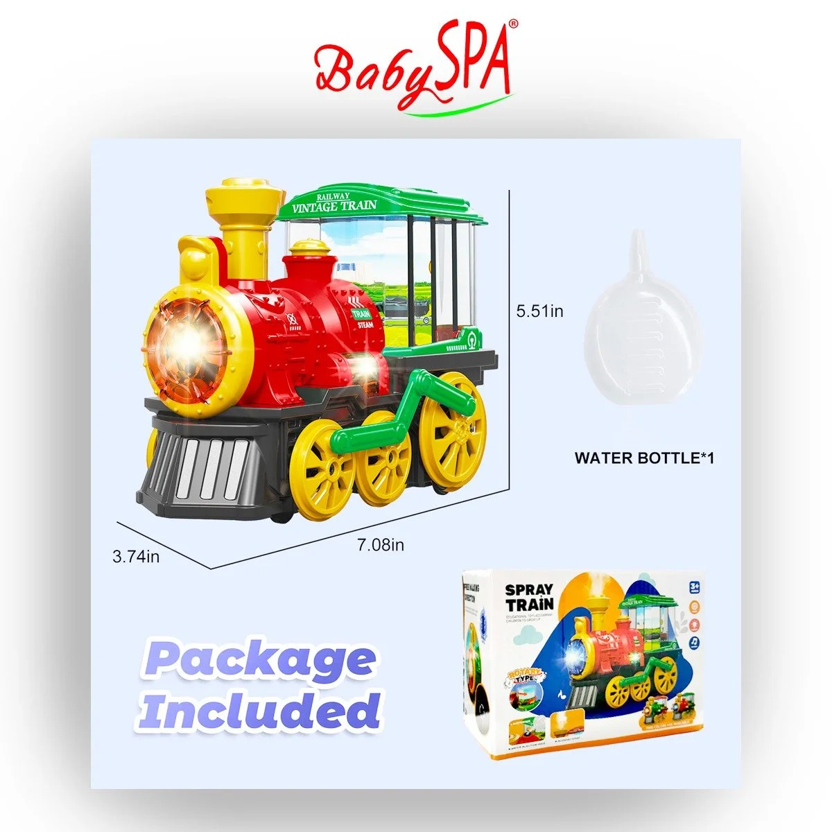 BabySPA Electric Train Retro Colorful Light Music Kids Electric ...