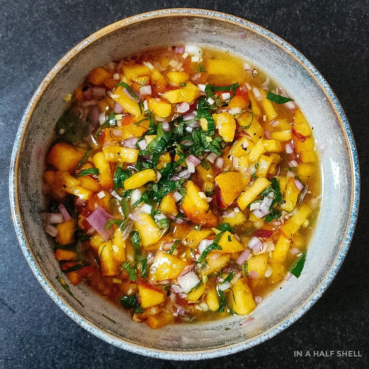 Summery Peach, Ginger and Mint Mignonette — In A Half Shell