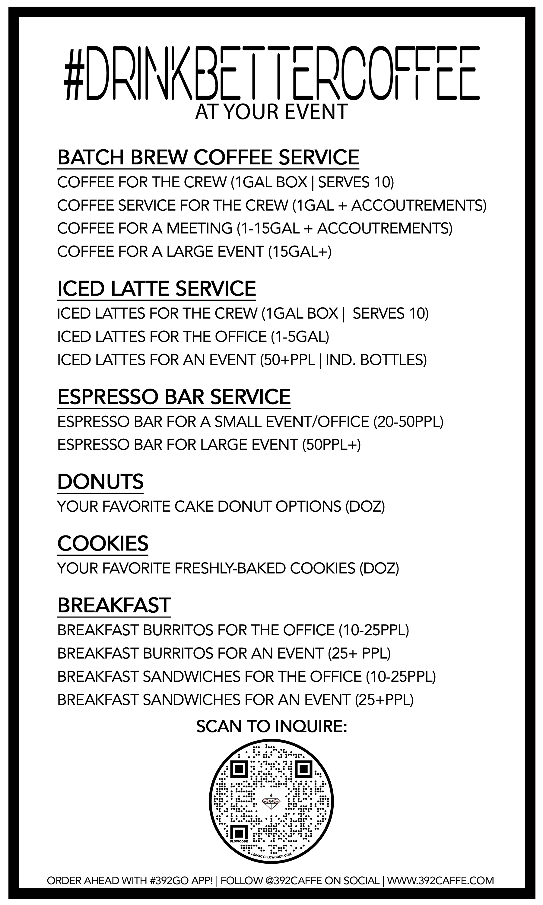 Current In-Shop Menu — @392Caffe
