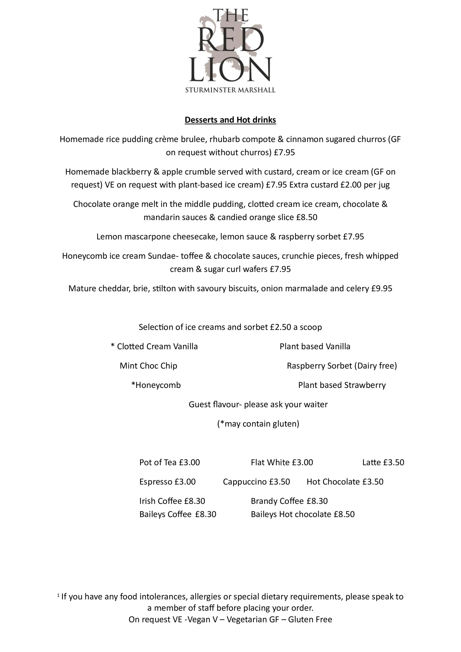 NEW WINTER MENU — The Red Lion Inn