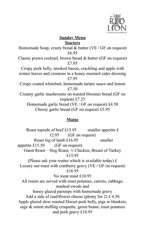 New Winter Menu — The Red Lion Inn