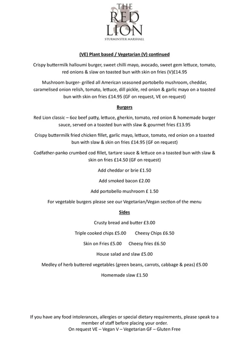 NEW WINTER MENU — The Red Lion Inn