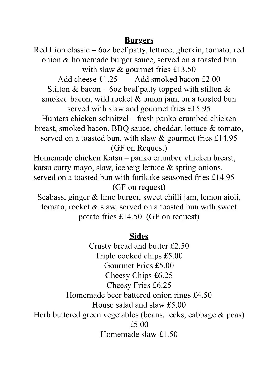 New Winter Menu — The Red Lion Inn