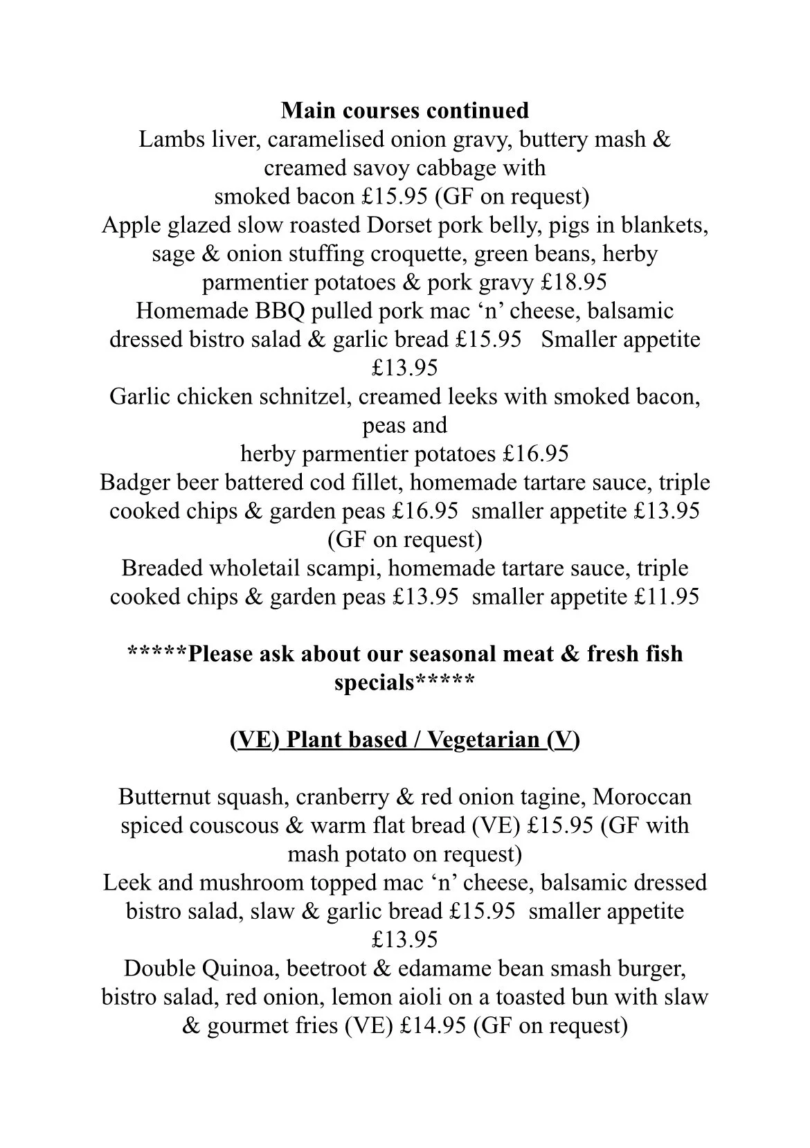 New Winter Menu — The Red Lion Inn