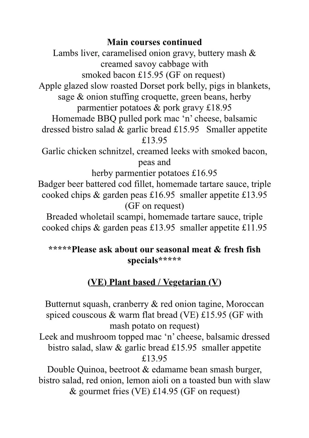 New Winter Menu — The Red Lion Inn