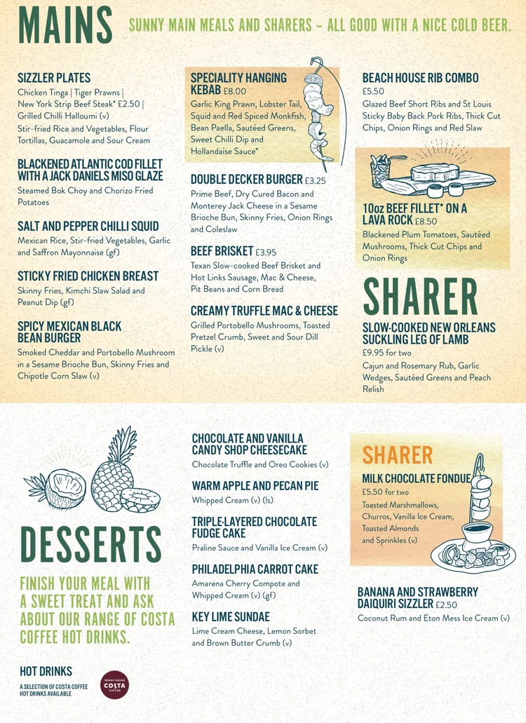 P&O Cruise Beach House Menus — Cruise Lowdown