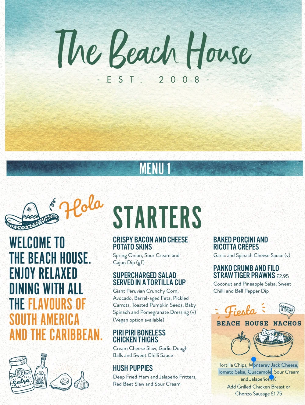 P&O Cruise Beach House Menus — Cruise Lowdown