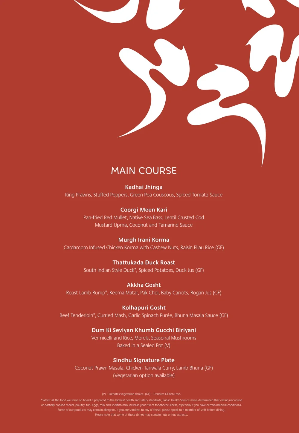 P&O Cruises Sindhu Menu 2025/2026 — Cruise Lowdown