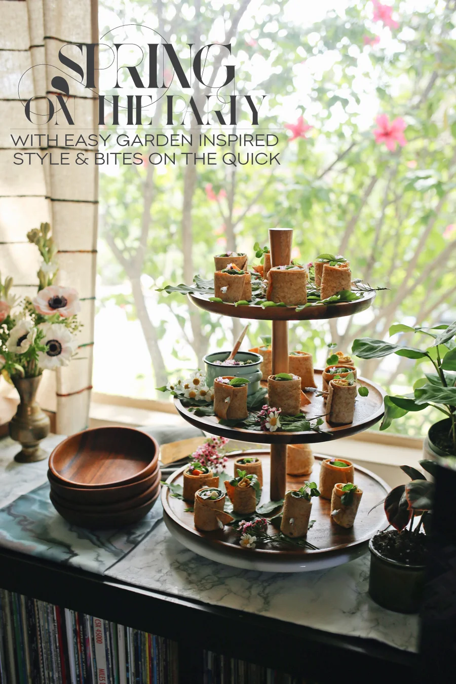 Indoor Garden Party With Arugula Pesto Caprese Wraps — DINE X DESIGN