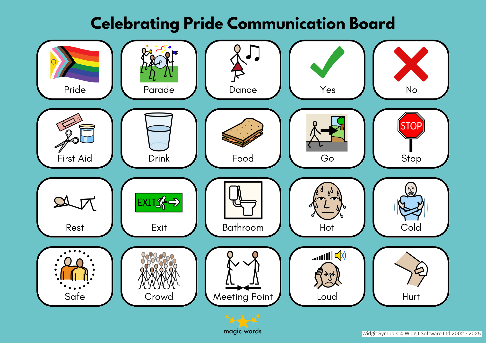 Magic Words - Pride 2025 - Communication Board