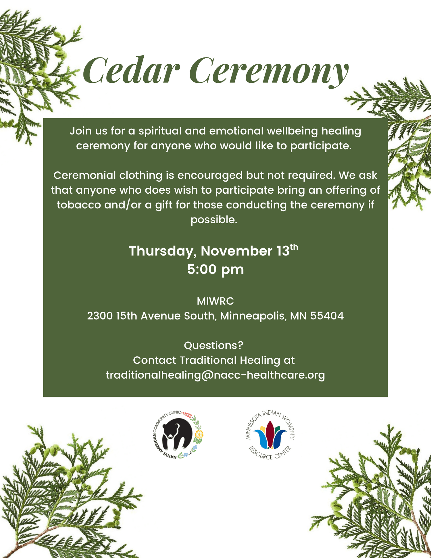 Cedar Ceremony — NACC