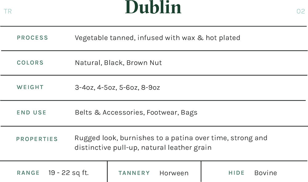 Horween Dublin Leather | The Tannery Row | Leather Distributor