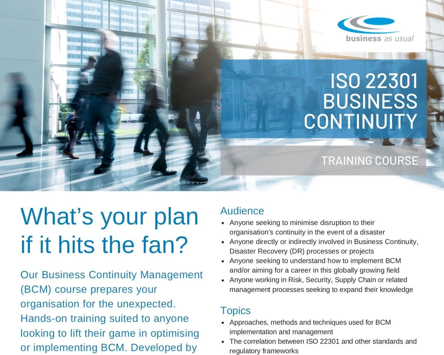 Course Brochures | Business As Usual, Business Continuity, Risk ...