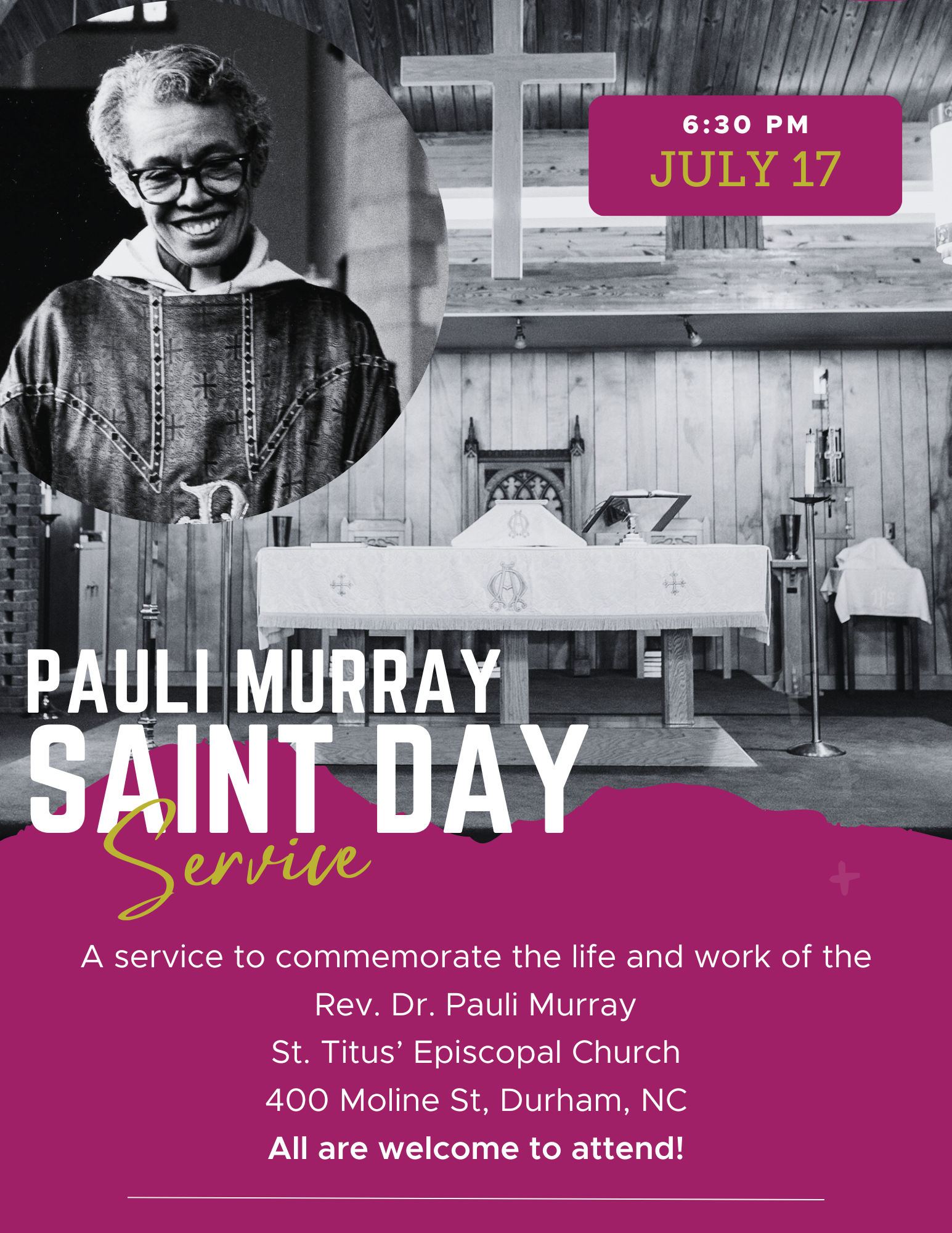 Pauli Murray Saint Day Service — Pauli Murray Center