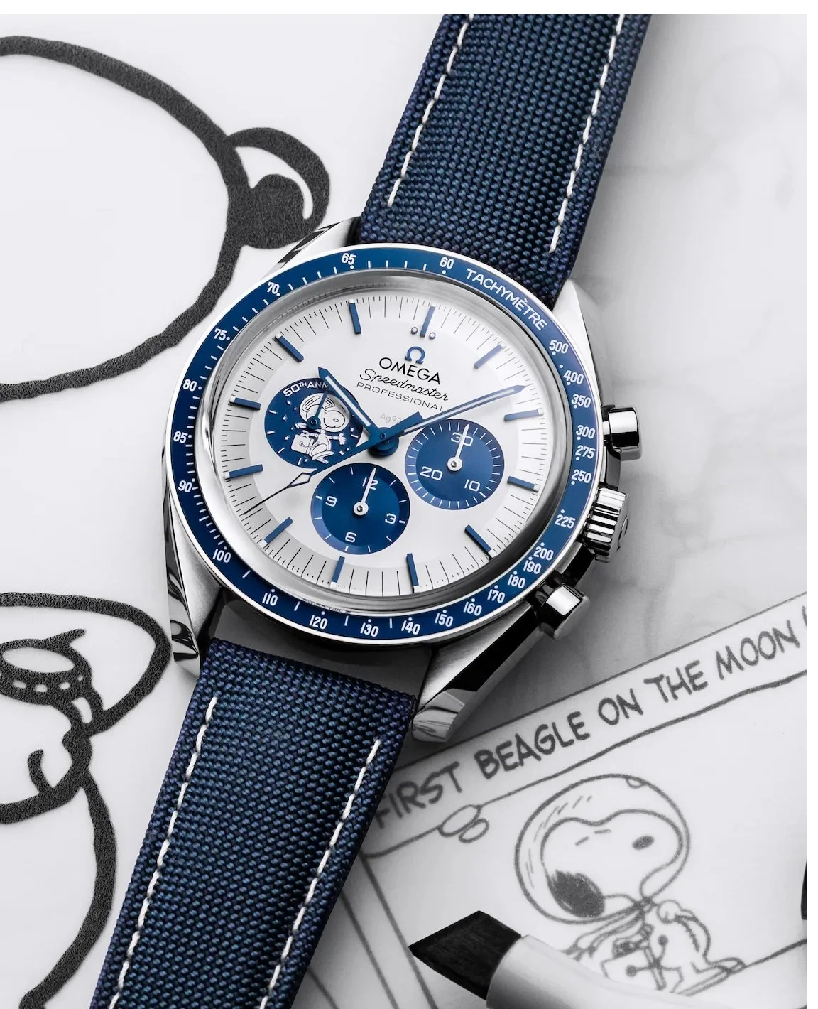OMEGA 50th Anniversary Silver SNOOPY Speedmaster Moonwatch - BRAND NEW ...