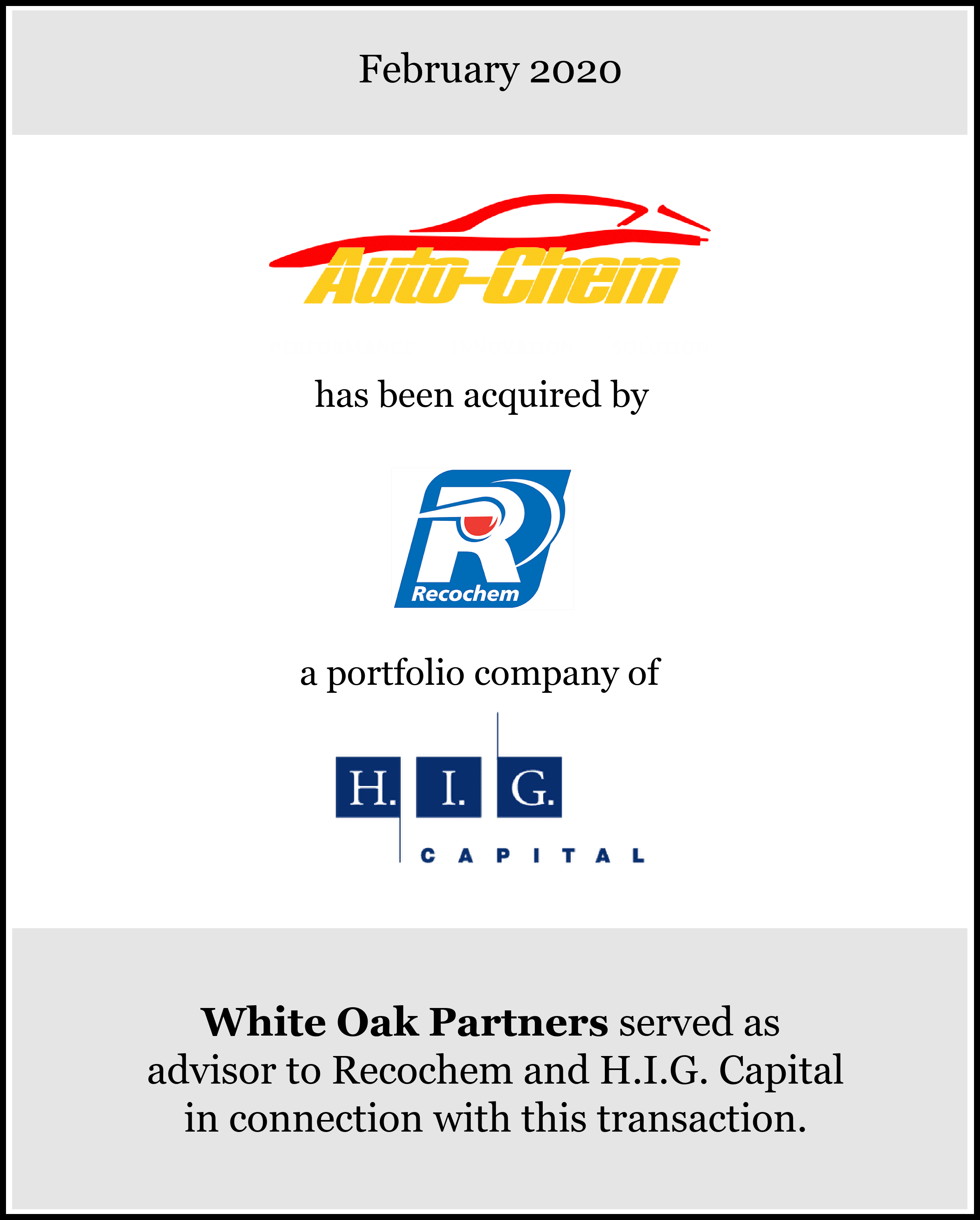 Transaction History — White Oak Partners LLC