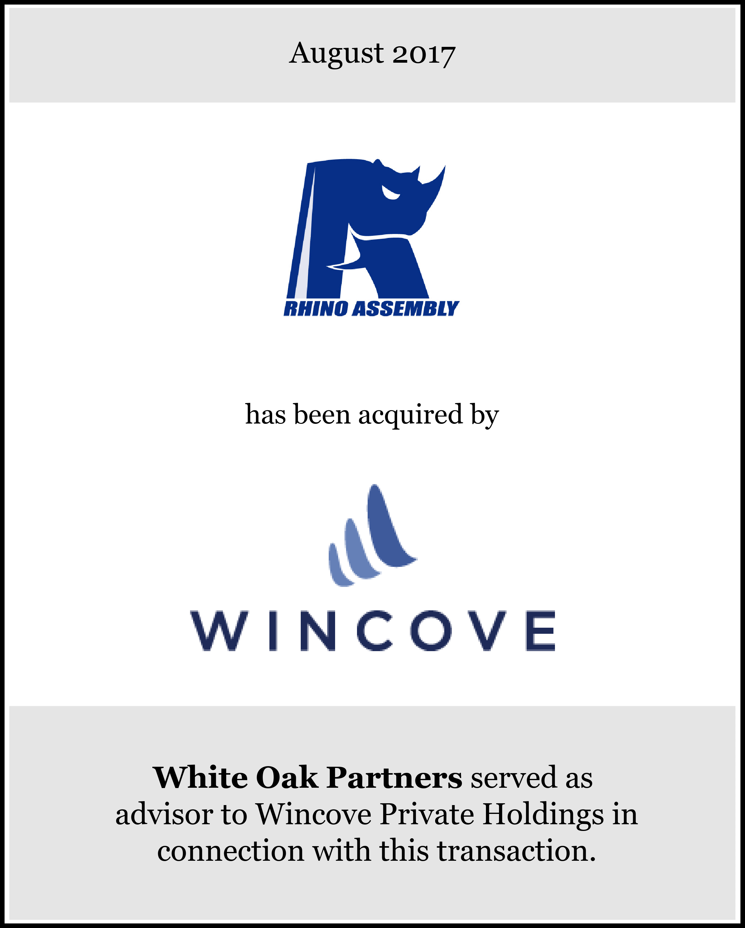 Transaction History — White Oak Partners LLC