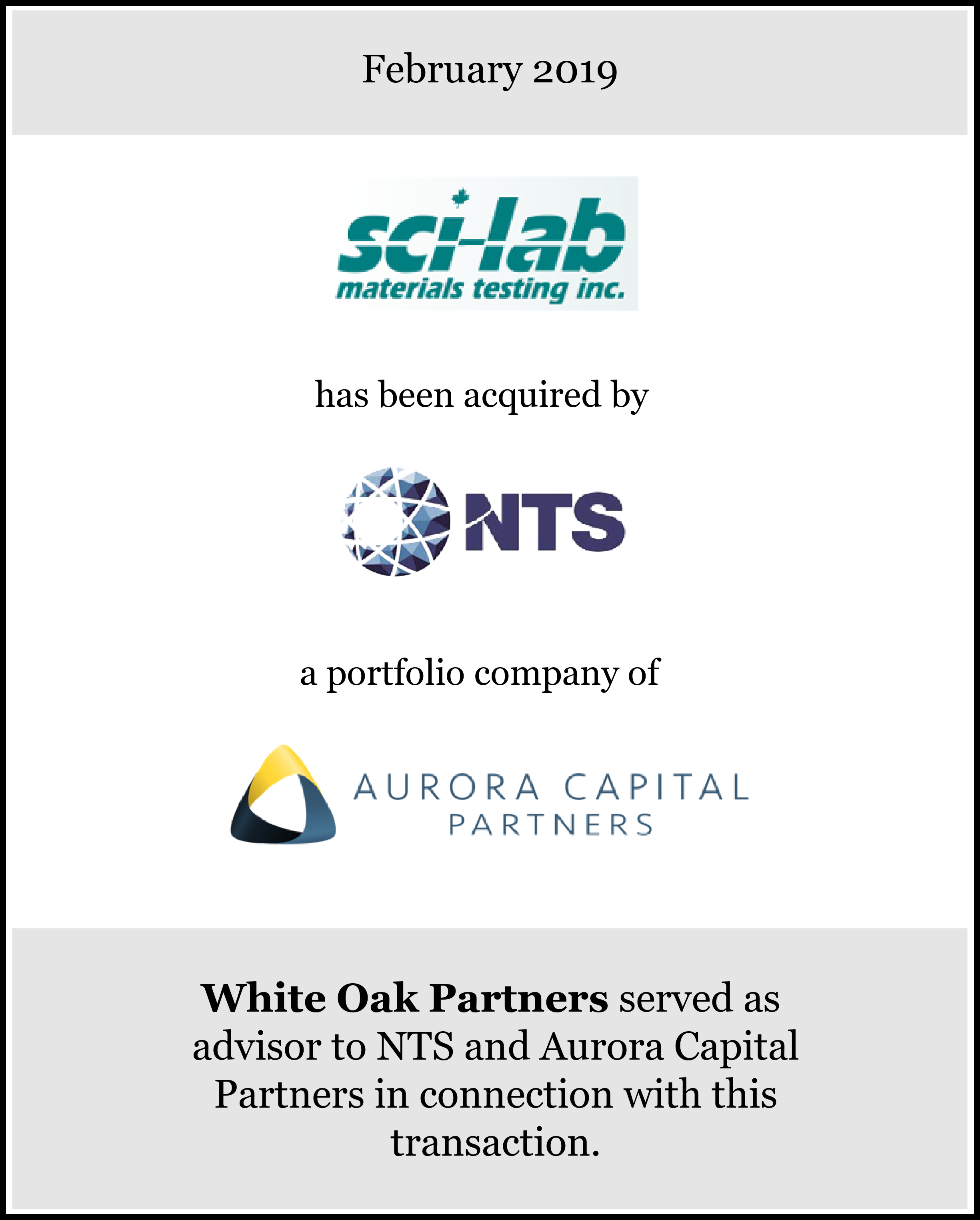 Transaction History — White Oak Partners LLC