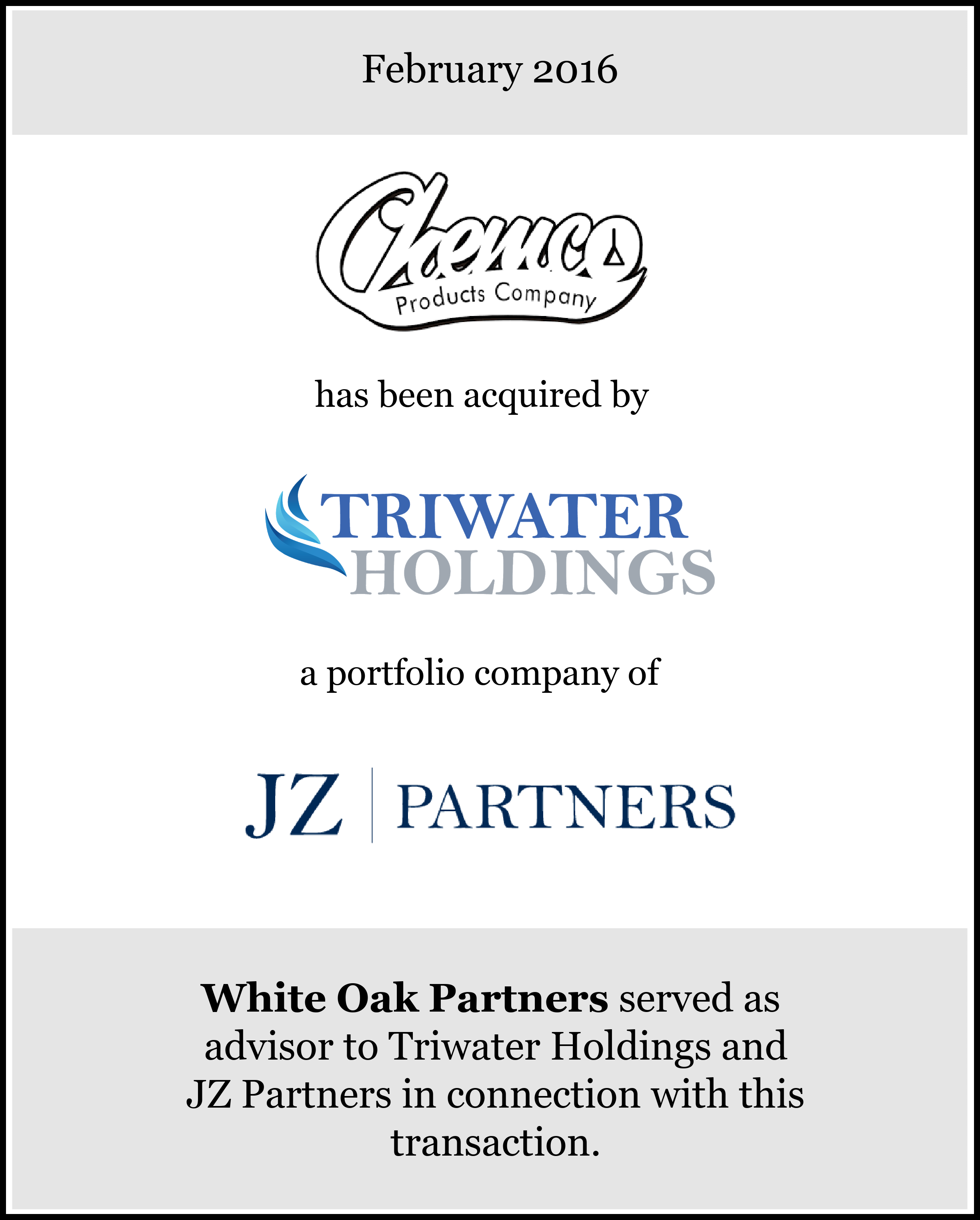 Transaction History — White Oak Partners LLC