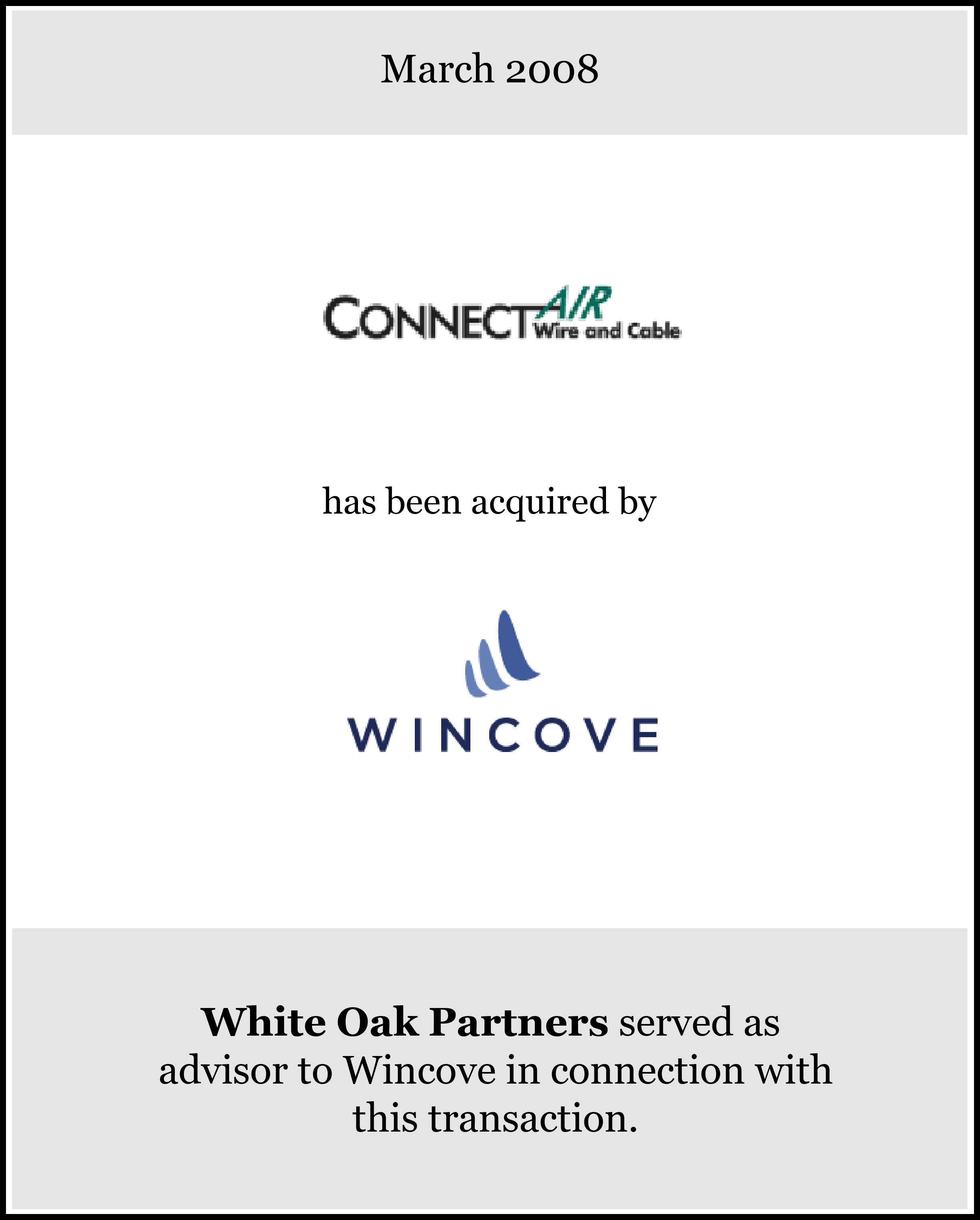 Transaction History — White Oak Partners LLC
