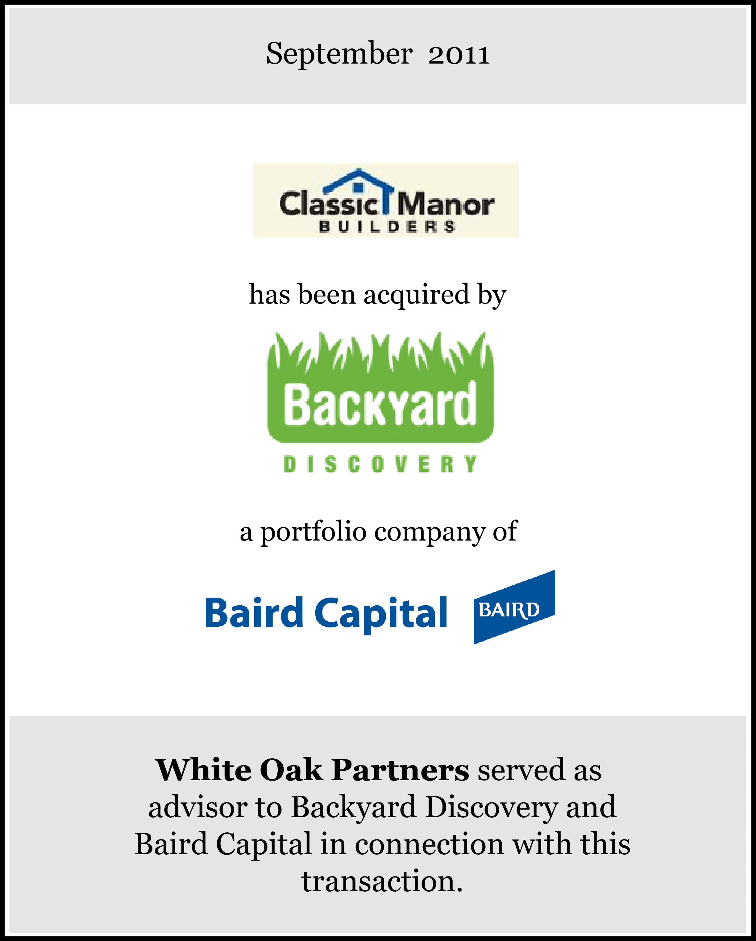 Transaction History — White Oak Partners LLC