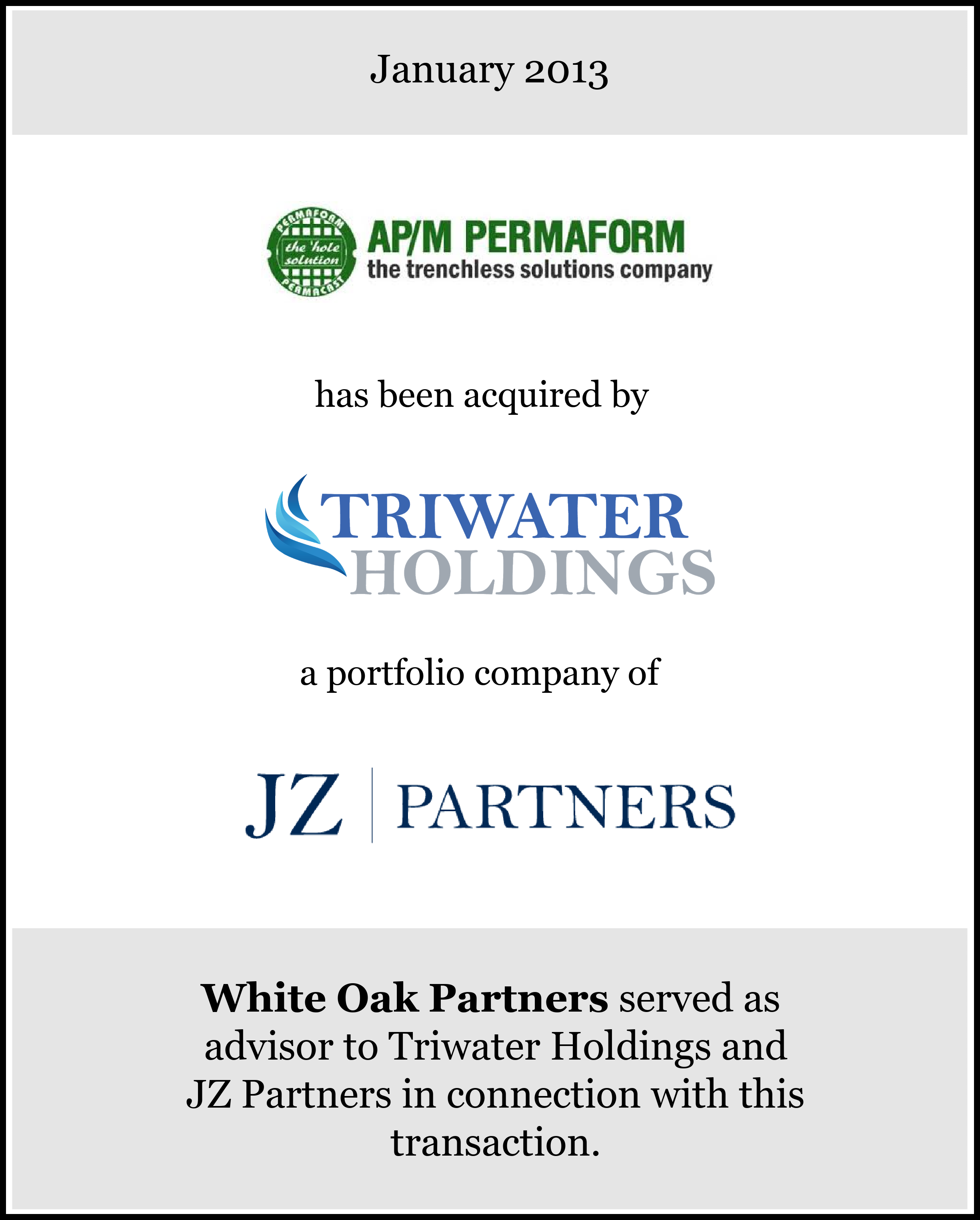 Transaction History — White Oak Partners LLC