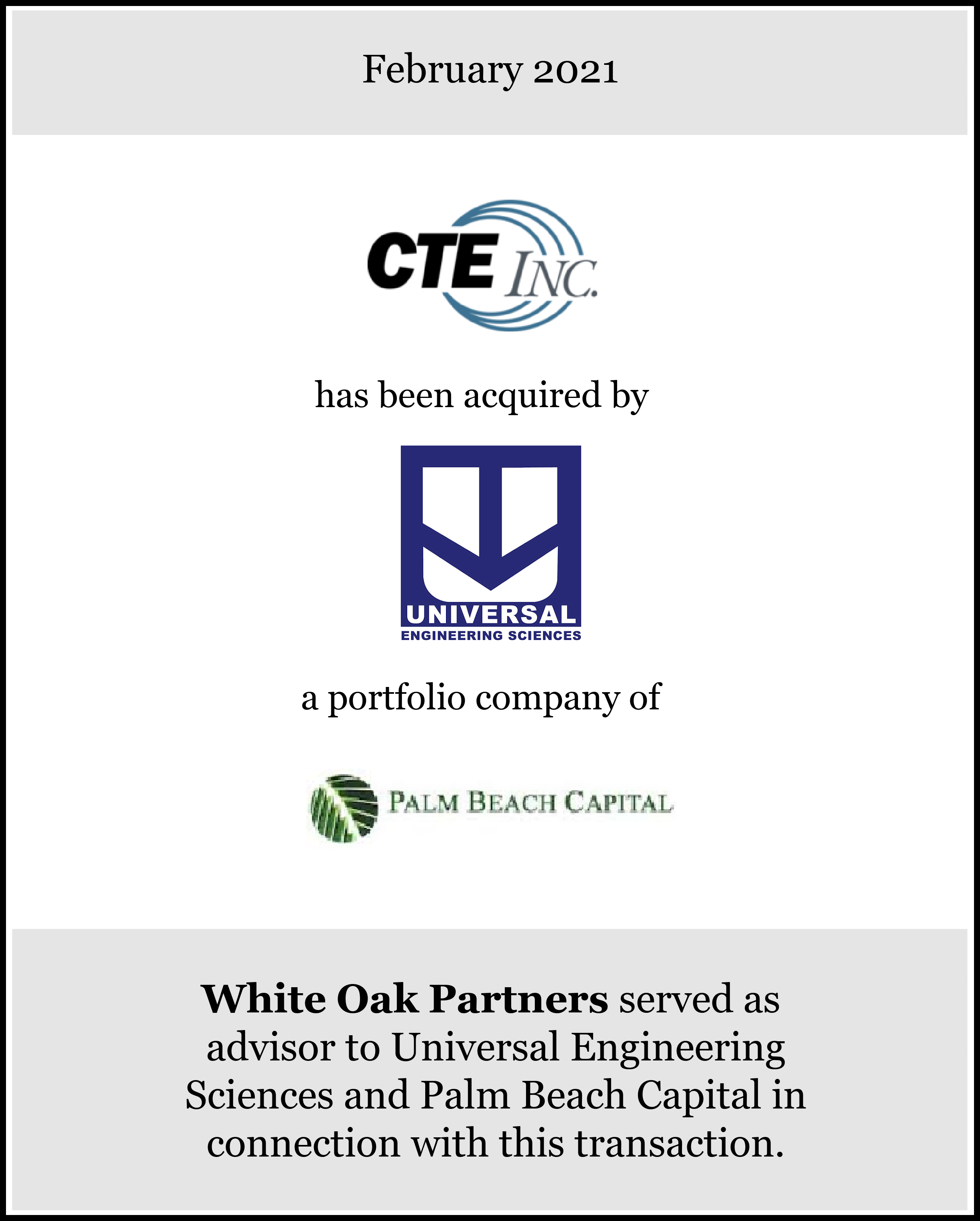 Transaction History — White Oak Partners LLC