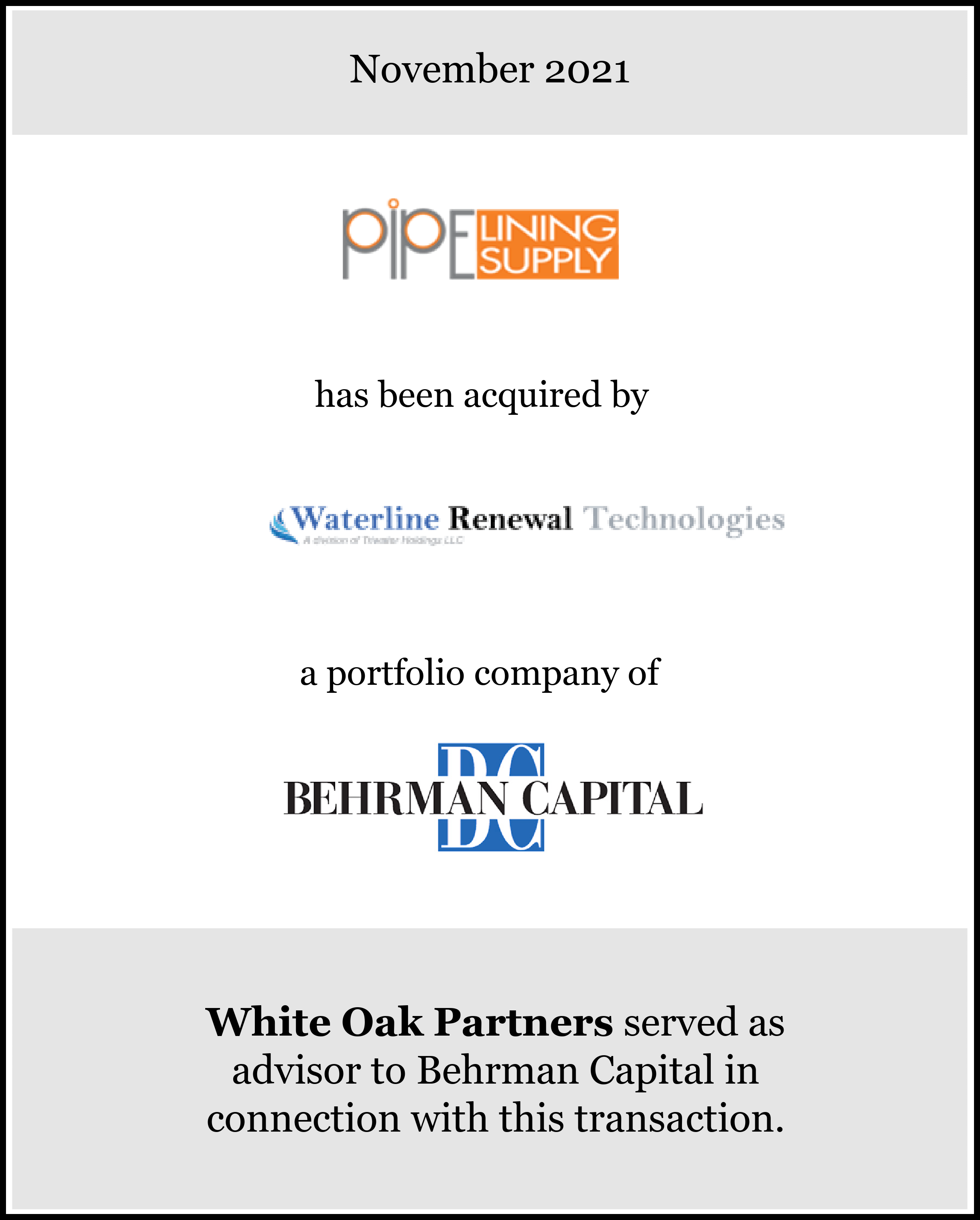 Transaction History — White Oak Partners LLC