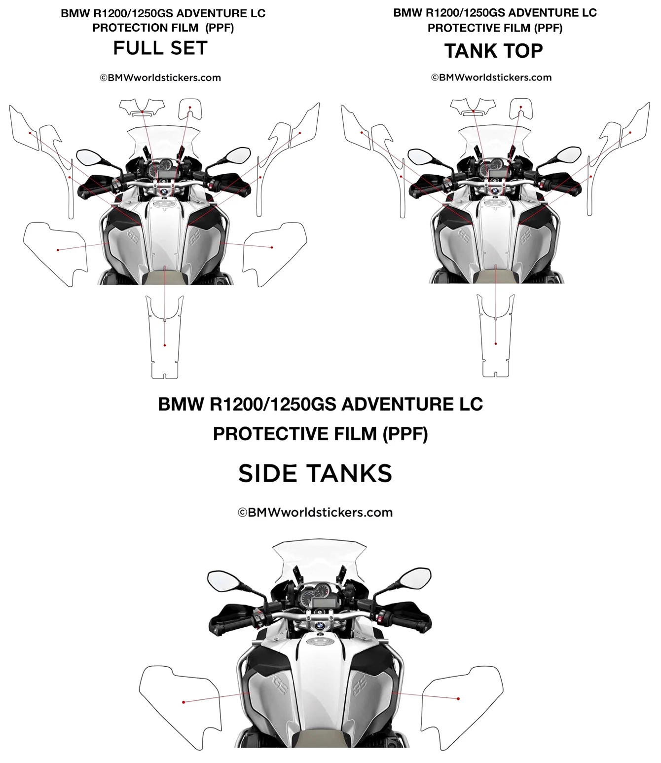 BMW R1200GS R1250GS LC Adv 14-on Protection Film GS Tank Map Decals ...