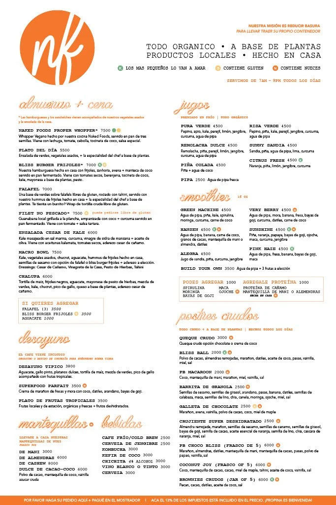 MENUS — Naked Foods