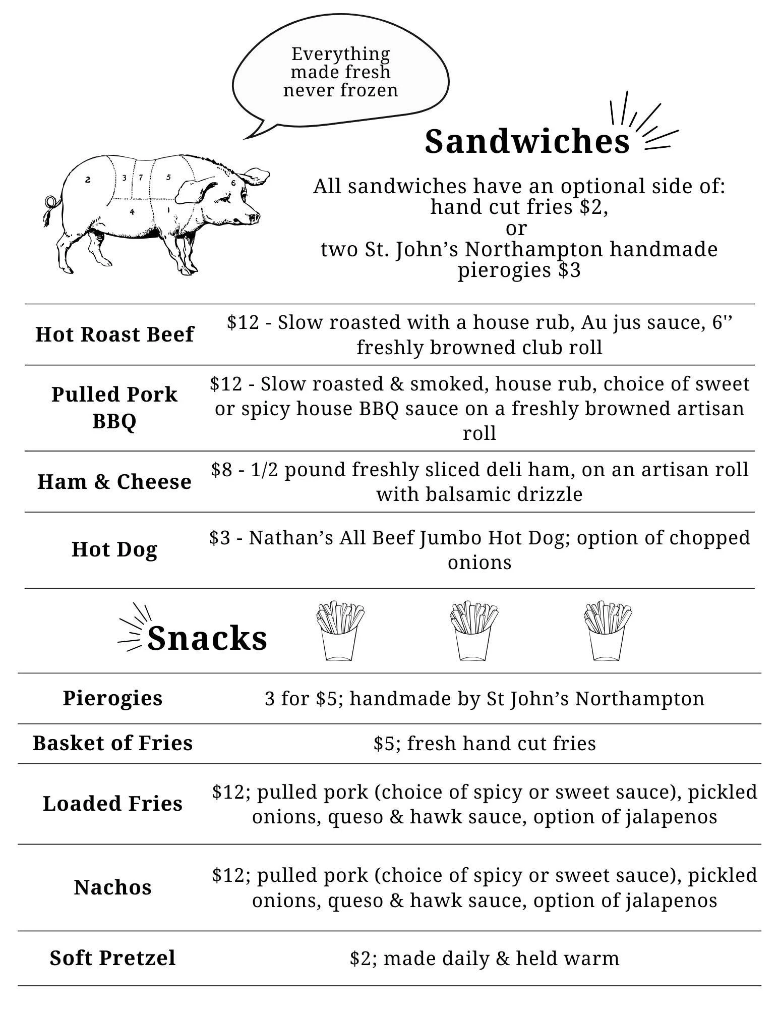 Drink & Food Menus — Hawk Mountain Brewery