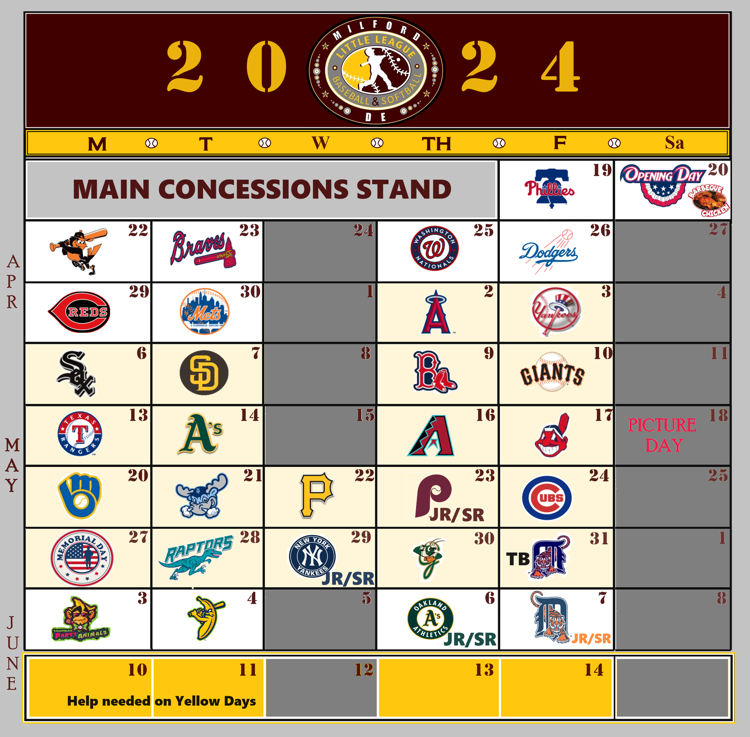 Concession Stand Schedule & Info — Milford Little League