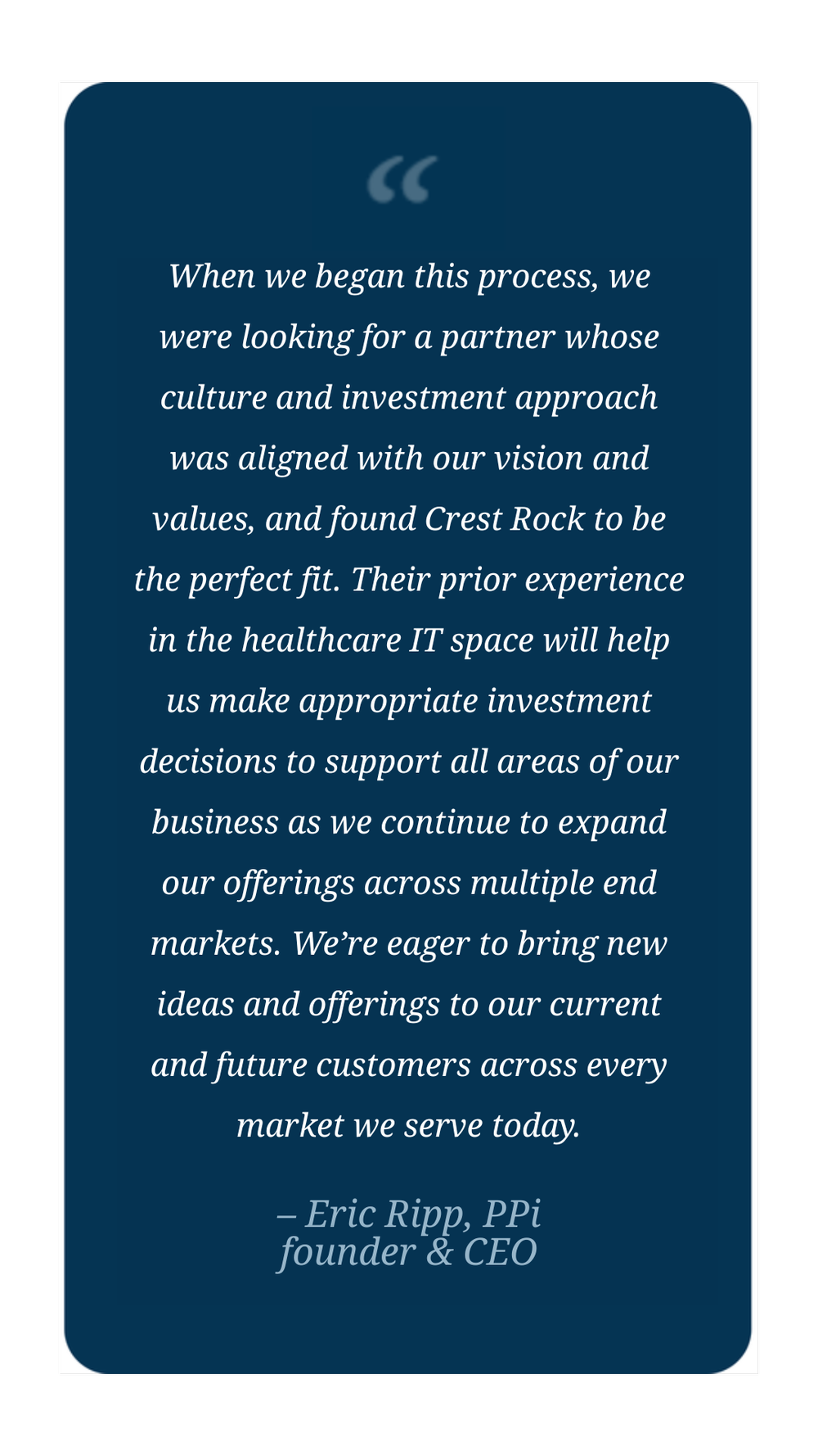 PPI — Crest Rock Partners