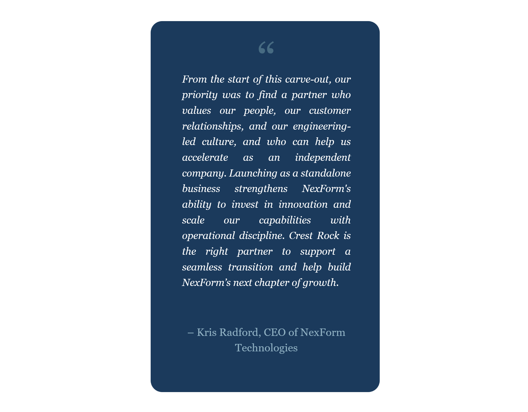 NexForm — Crest Rock Partners