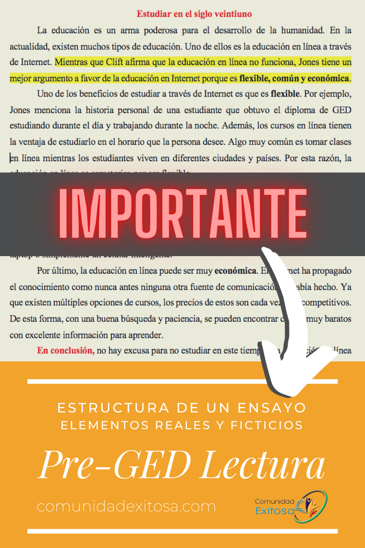Pre-GED Lectura: Estructura de un ensayo — Comunidad Exitosa