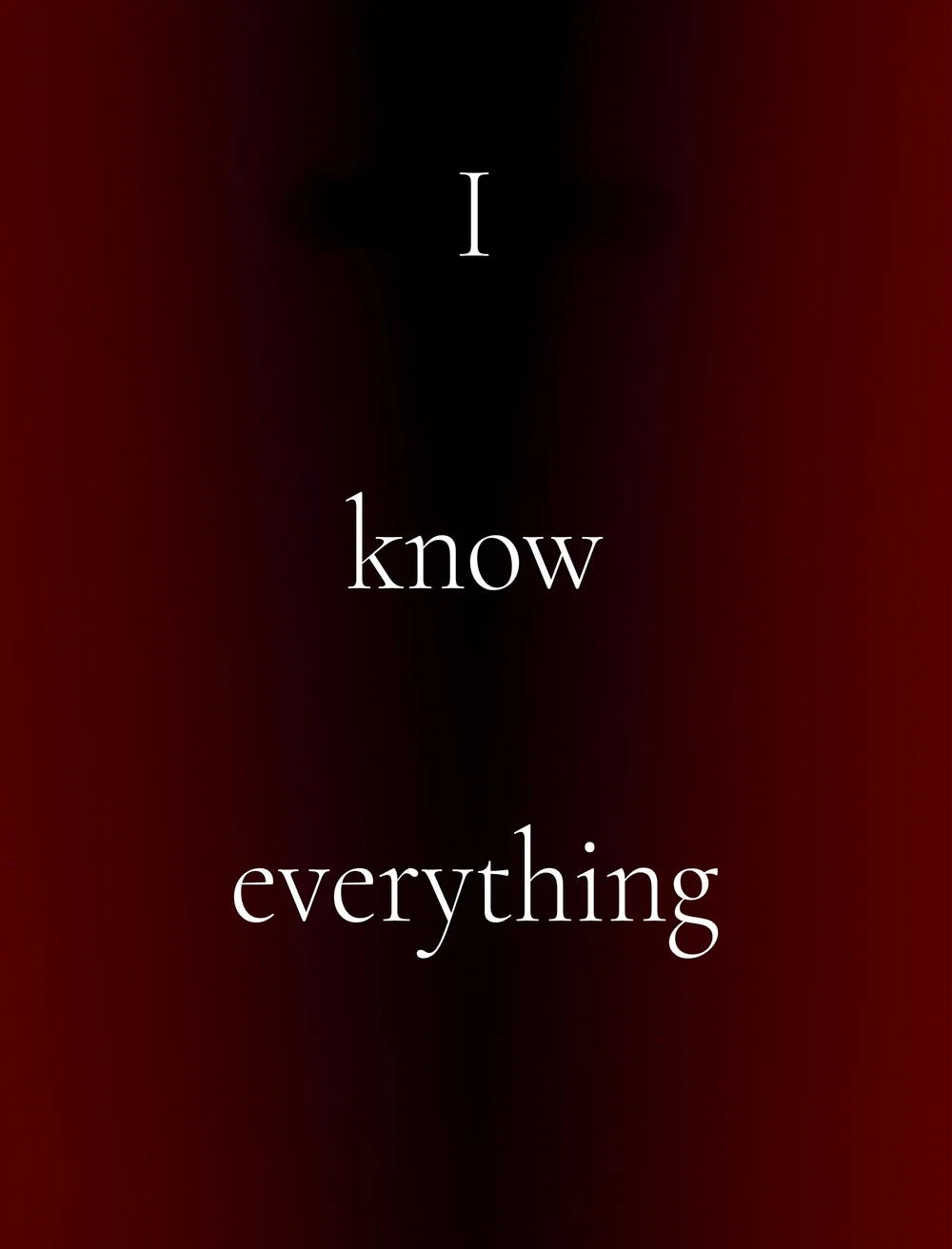 ''I KNOW EVERYTHING'' —A moody, religious-laden editorial from Tokyo ...