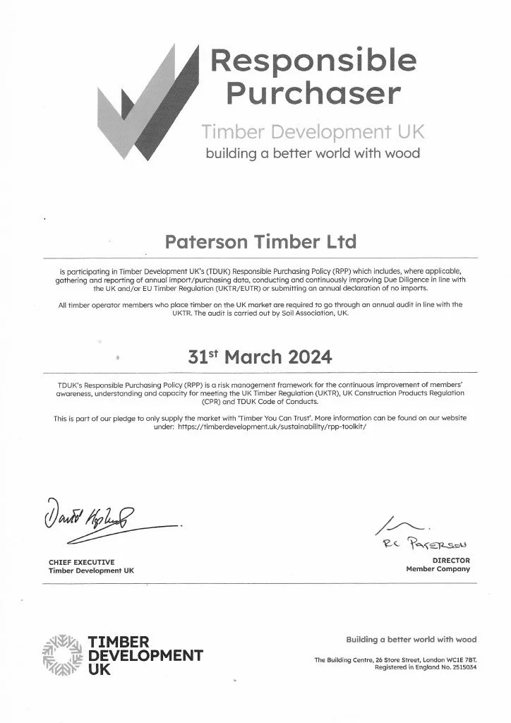 Legal and certification — Paterson timber Limited