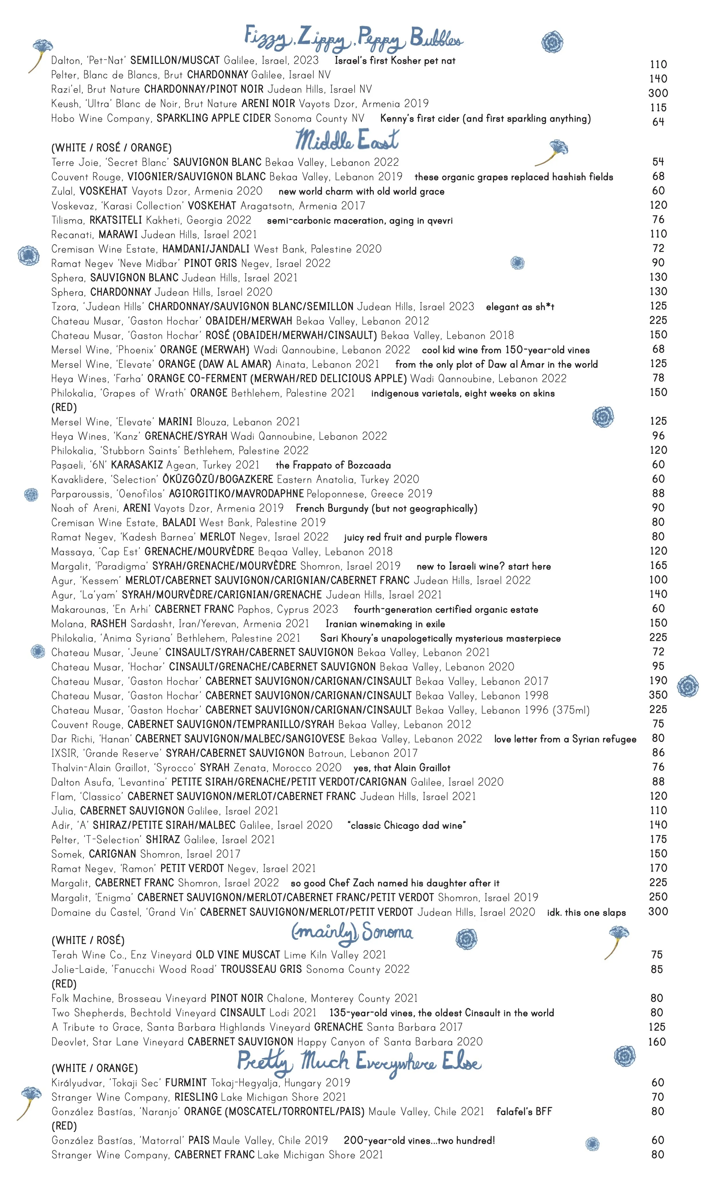 Dinner Menu — Galit