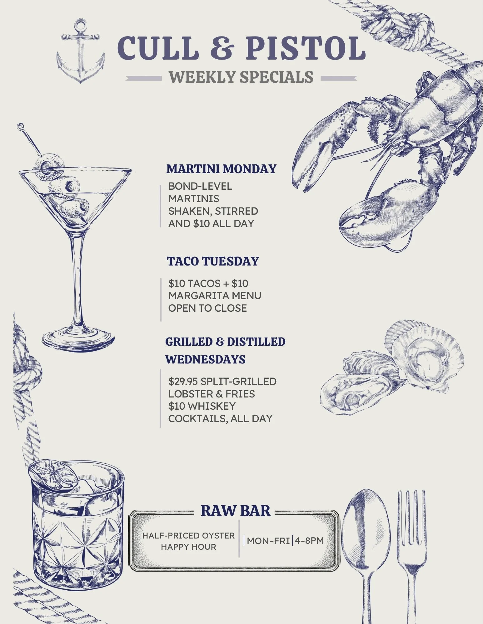 Cull & Pistol Weekly Specials — Chelsea Market