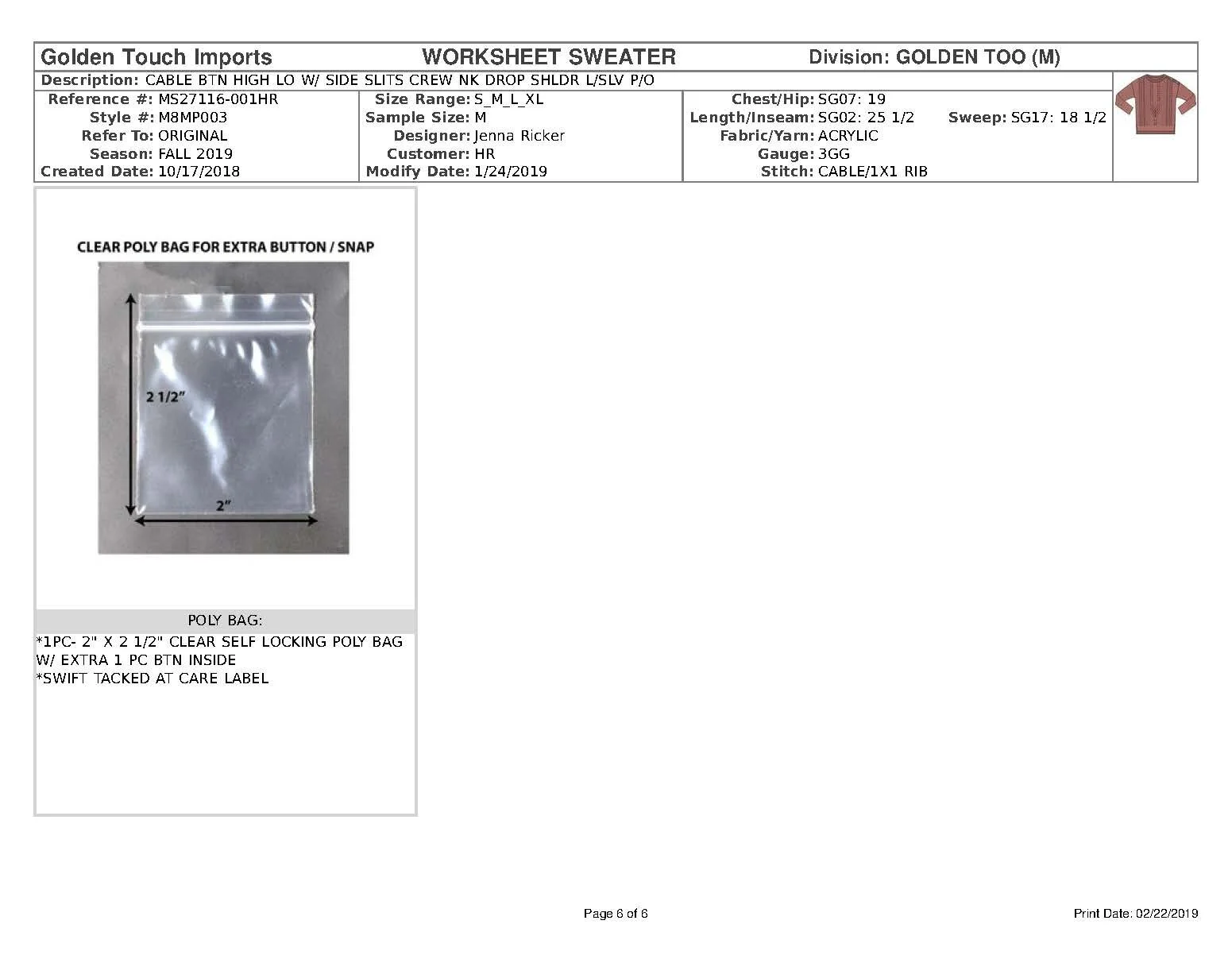 Cable Sweater Tech Pack — JER