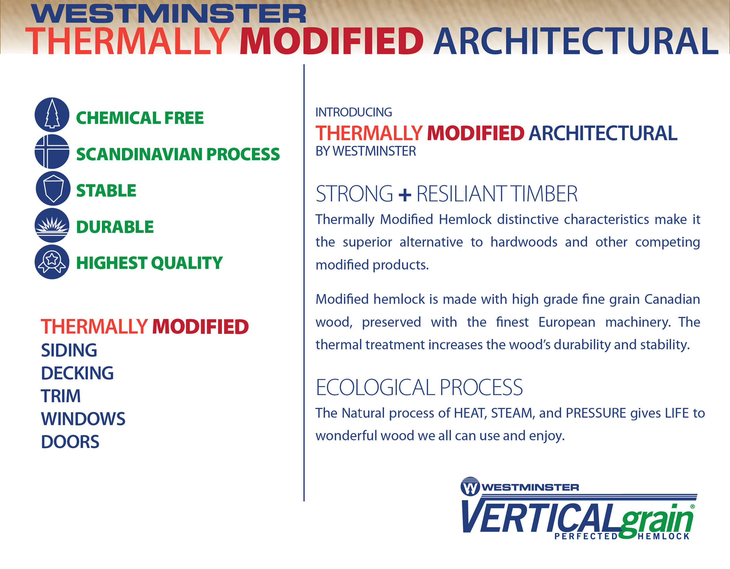 THERMAL ARCHITECTURAL - THERMALLY MODIFIED WOOD — WESTMINSTER
