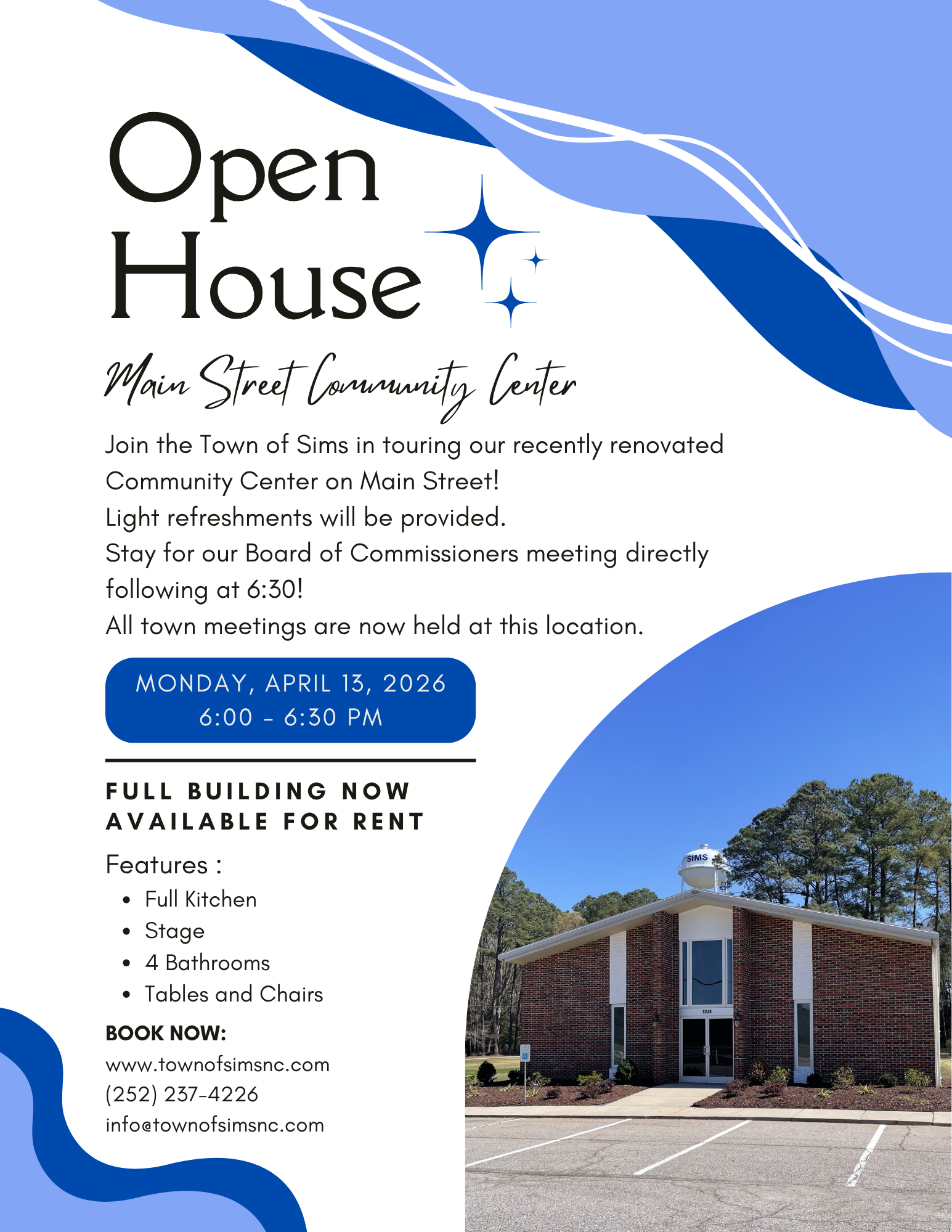 Main Street Community Center Open House — Town Of Sims