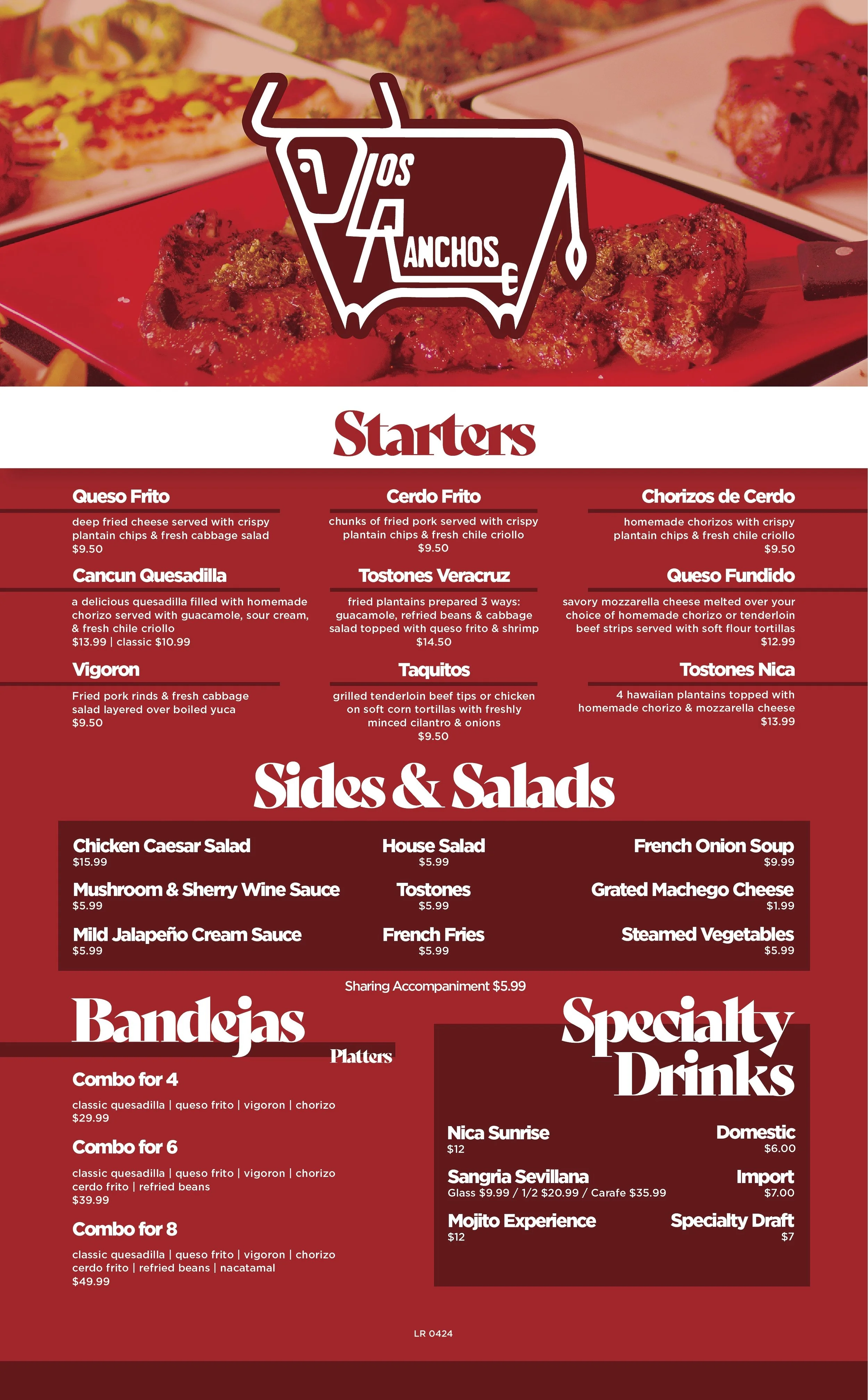Menu — Los Ranchos Steak House