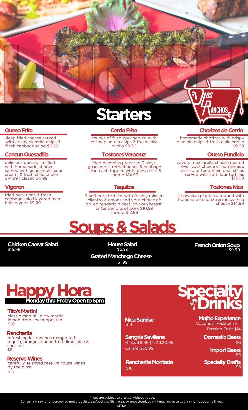 Menu — Los Ranchos Steak House