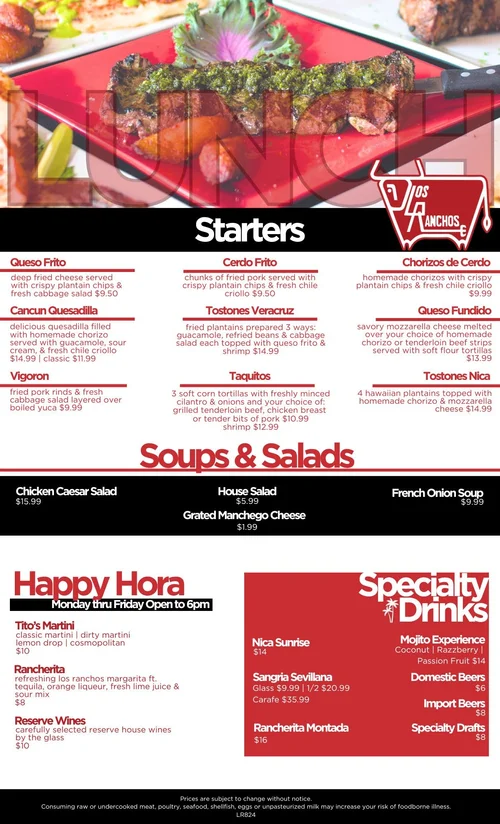 Menu — Los Ranchos Steak House