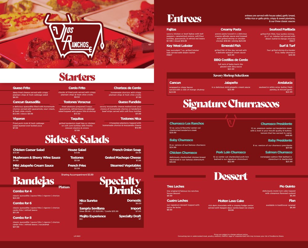 Menu — Los Ranchos Steak House