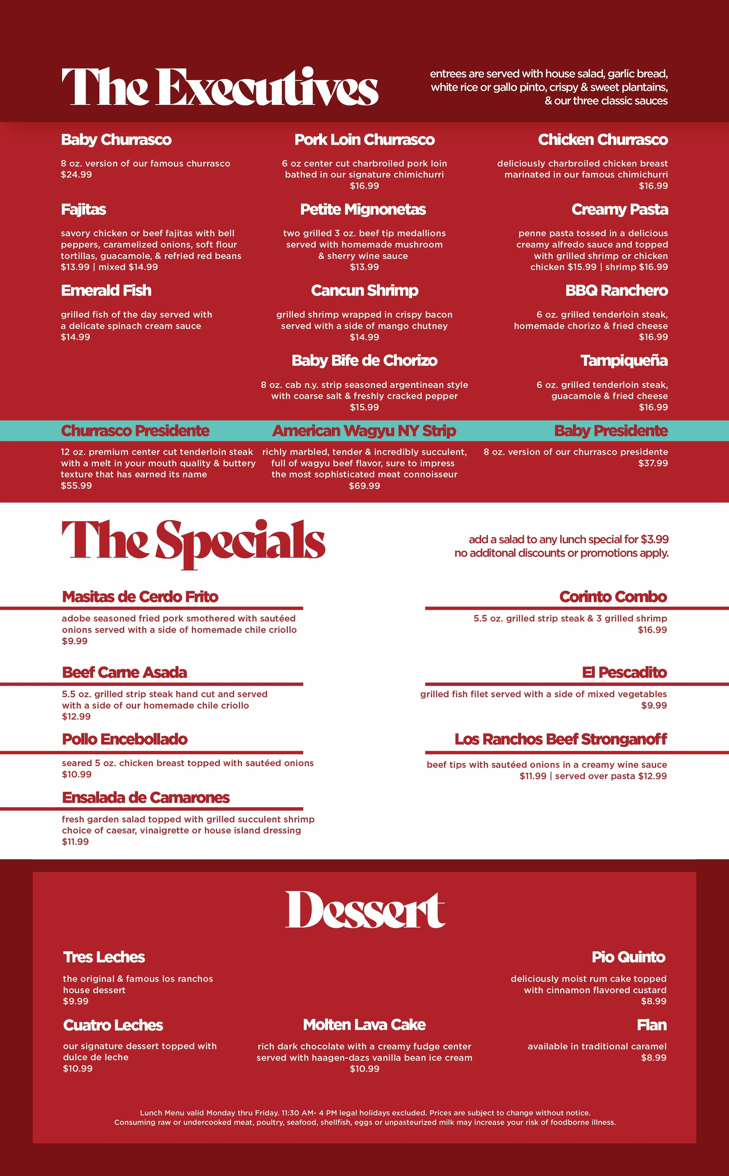 Menu — Los Ranchos Steak House